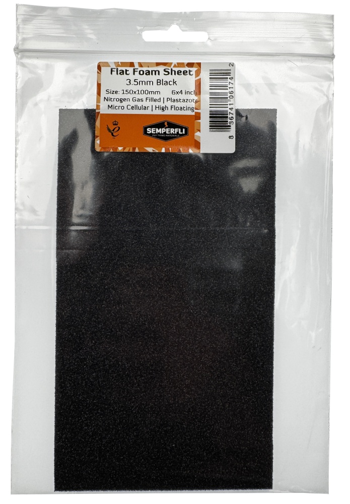 Flat Fly Tyers Foam 3.5mm Black for Fly Tying from The Essential Fly
